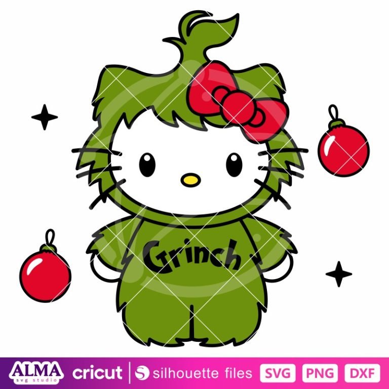 Grinch Hello Kitty Christmas Balls Svg, Christmas Svg, Grinchmas Hello ...
