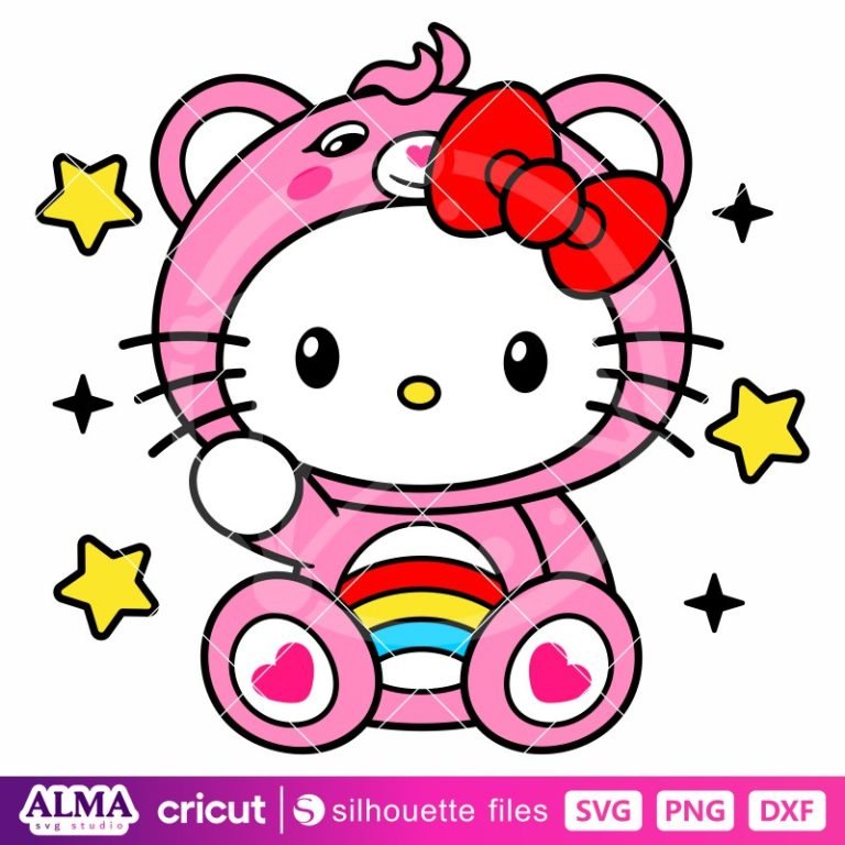 Hello Kitty Care Bear Svg, Rainbow Cheer Bear Svg, Sanrio Svg, Kawaii ...