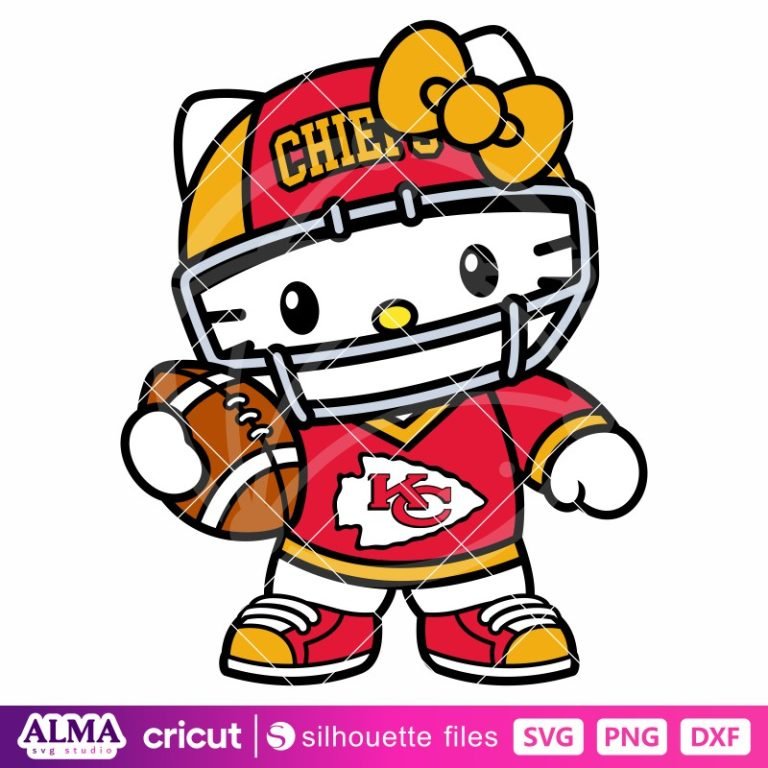 Hello Kitty Football KC Chiefs Svg, NFL Svg, Sanrio Svg, Kawaii Svg ...