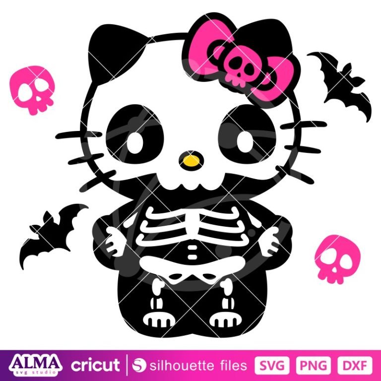 Skeleton Hello Kitty Svg, Halloween Svg, Hello Kitty Svg, Kawaii Svg ...
