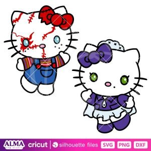 Hello Kitty Chucky and Tiffany Bundle Svg, Sanrio Svg, Halloween Svg ...