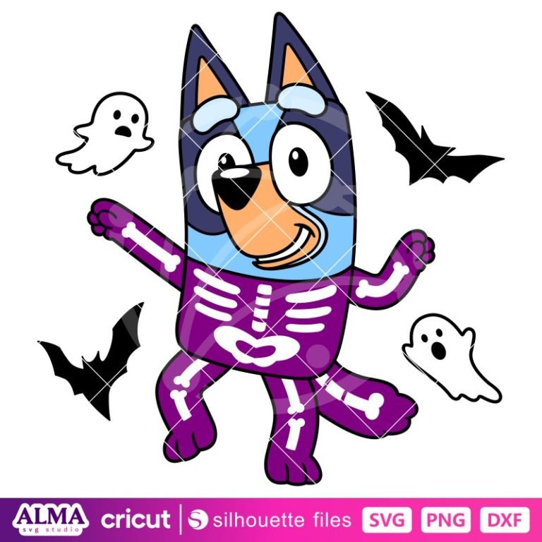 Bluey Halloween Skeleton Svg, Bluey Dog Svg, Halloween Svg, Disney ...