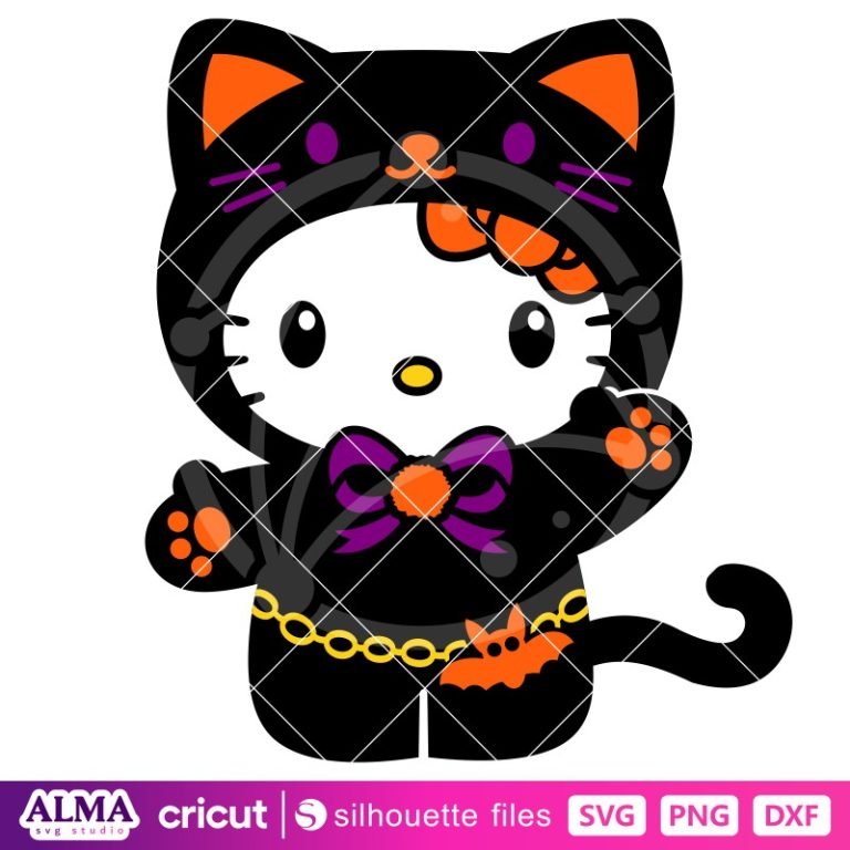 Hello Kitty Black Cat Svg, Sanrio Svg, Halloween Svg, Kawaii Svg, PNG ...
