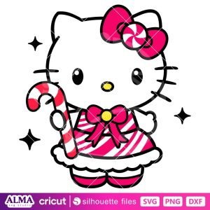 Hello Kitty Candy Cane Svg, Christmas Svg, Sanrio Christmas Svg, Kawaii ...