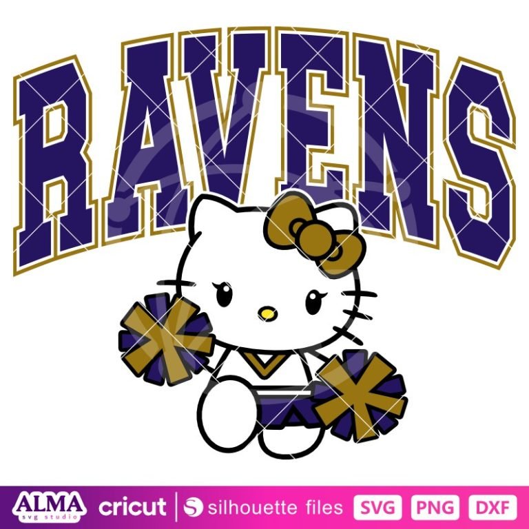 Hello Kitty Ravens Cheerleader Svg, NFL Svg, Football Sanrio Svg ...