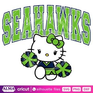 Hello Kitty Seahawks Cheerleader Svg, NFL Svg, Football Sanrio Svg ...